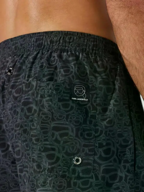 Karl Lagerfeld Ikon Sketch Face Patterned Swim Shorts