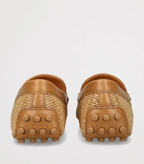 TOD'S Raffia Gommino Loafers - Beige