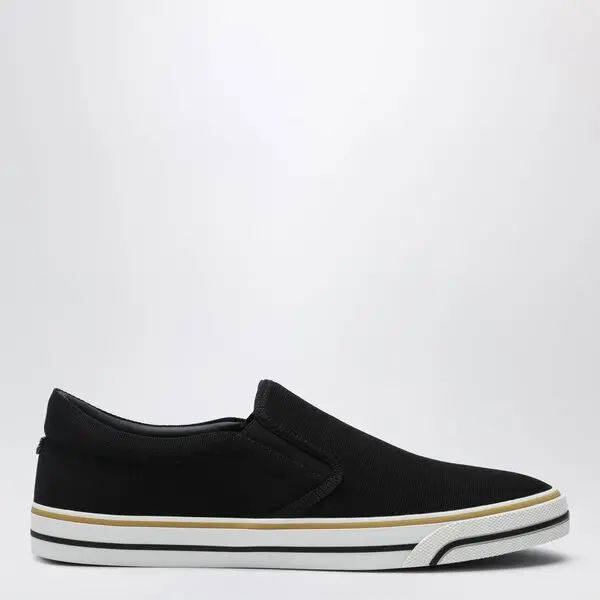 Dolce & Gabbana Cotton Slip-on Sneakers With Striped Details - Black