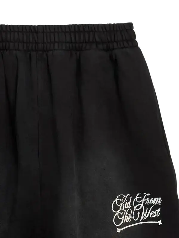KIDWEST Flame-print Logo Shorts