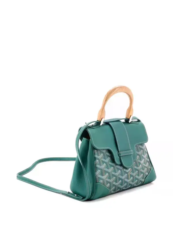 Goyard Structured Saigon Top Handle Bag Coated Canvas With Leather Mini Satchel - Green