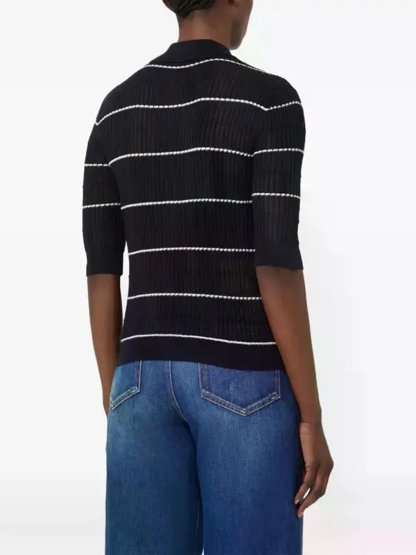 Max Mara Striped Ribbed Polo Shirt