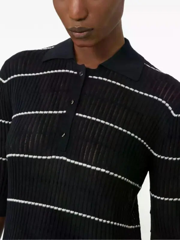Max Mara Striped Ribbed Polo Shirt