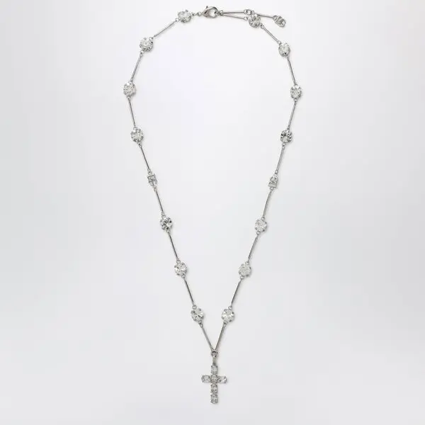 Dolce & Gabbana Rosary-style Brass Necklace With Crystal Cross - Metal
