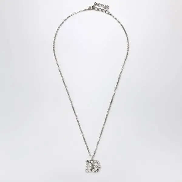 Dolce & Gabbana Rhinestone Dg Logo Chain Necklace - Metal