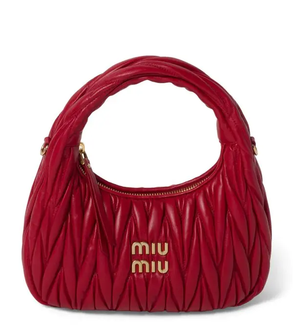 Miu Miu Matelassé Leather Wander Top-handle Bag - Red