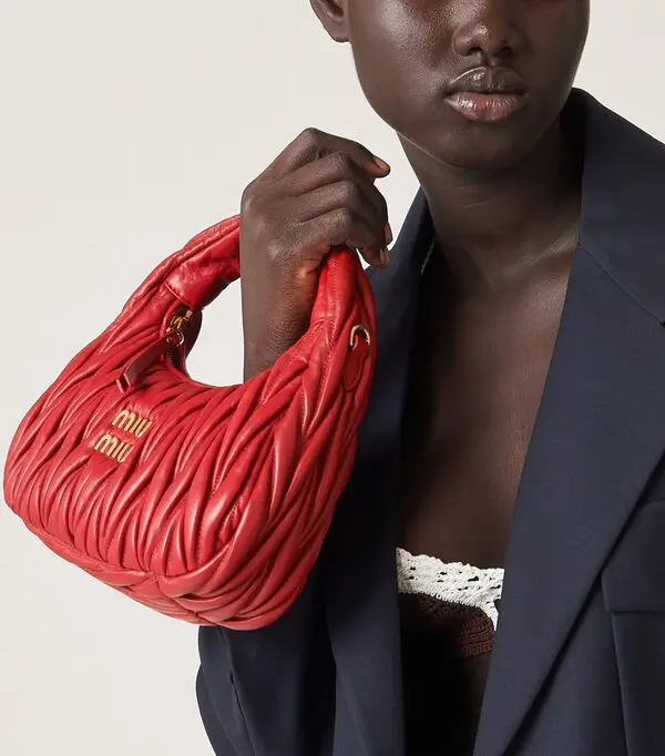 Miu Miu Matelassé Leather Wander Top-handle Bag - Red