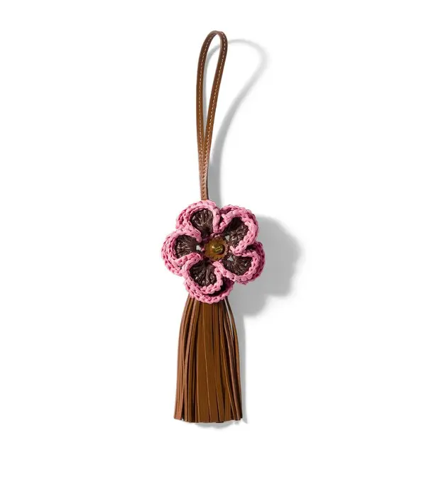 Miu Miu Lambskin Woven Flower Charm - Brown