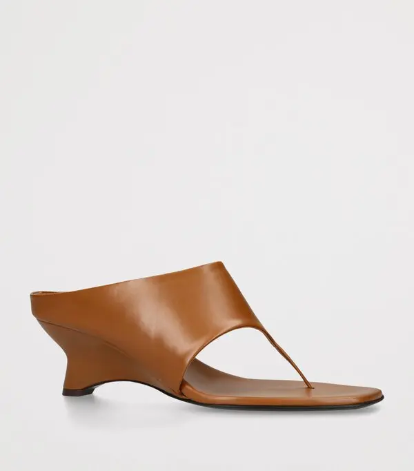 Khaite Leather Heeled Mules - Brown