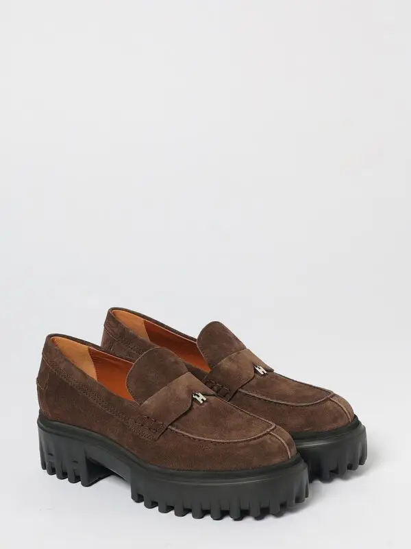 Hogan H700 Penny Loafers In Suede With Platform Sole And H Logo