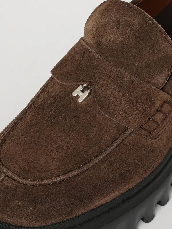 Hogan H700 Penny Loafers In Suede With Platform Sole And H Logo