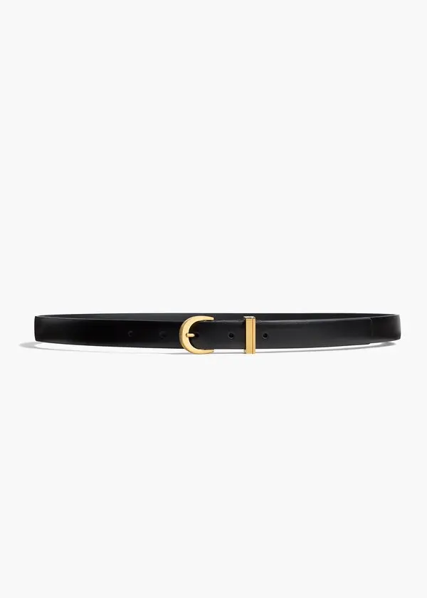 Khaite Luna Leather Belt With Gold Hardware - Black