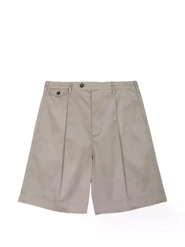 GRIFONI Gabardine Pleated Button-flap Shorts