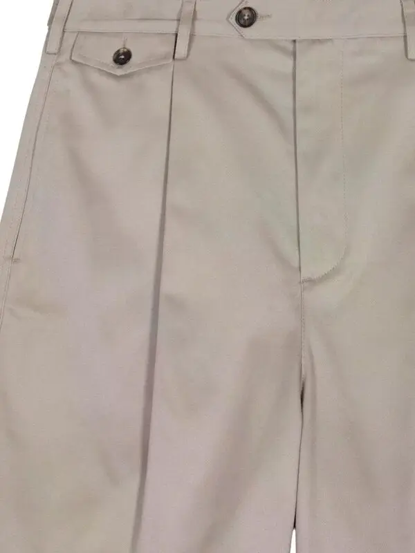 GRIFONI Gabardine Pleated Button-flap Shorts