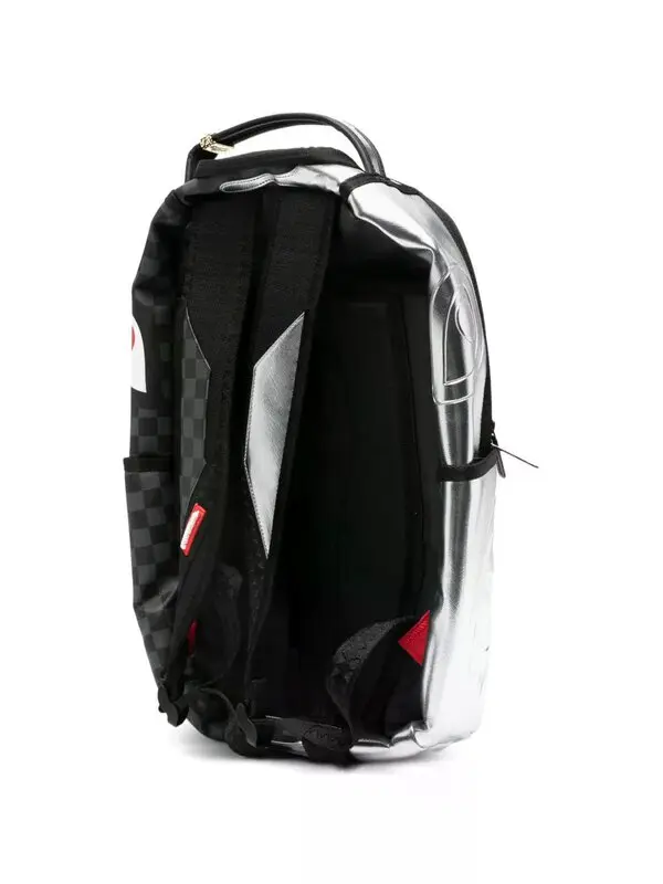 SPRAYGROUND Checkered Shark Graphic Metallic Backpack - Black