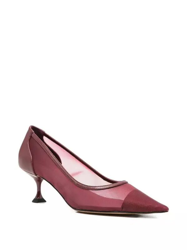 Lola Cruz Léa Mesh-panelled Pointed-toe Pumps