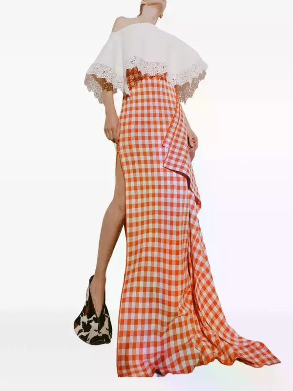 A.W.A.K.E. Mode Gingham-pattern Maxi Skirt With Side Panel
