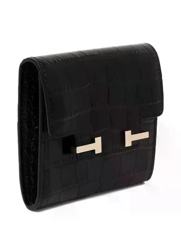TOM FORD T-logo Croc-effect Leather Wallet