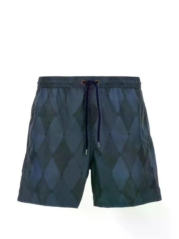 BALLANTYNE Diamond-pattern Swim Shorts - Blue