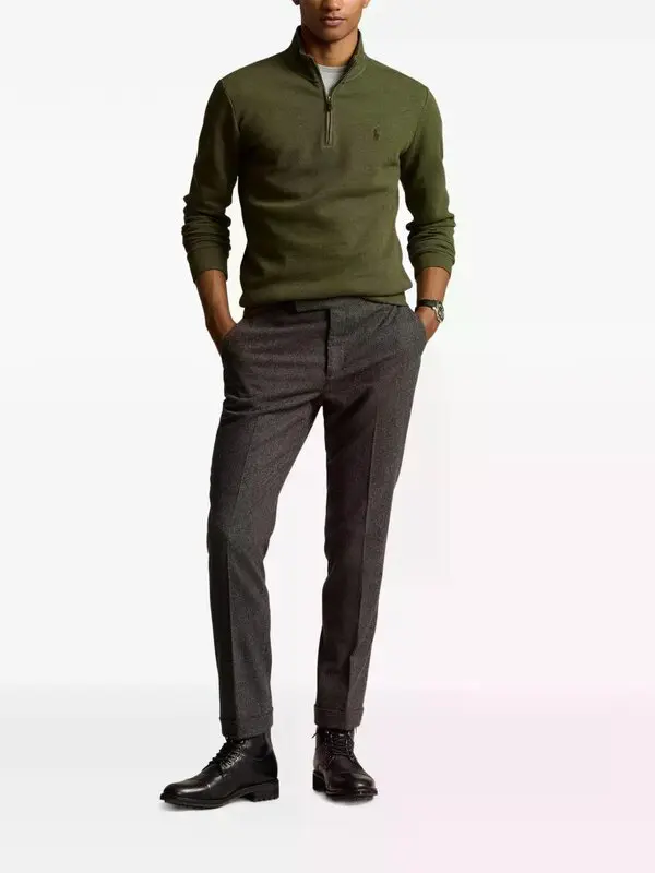 Polo Ralph Lauren Quarter-zip Logo-embroidered Sweater - Green