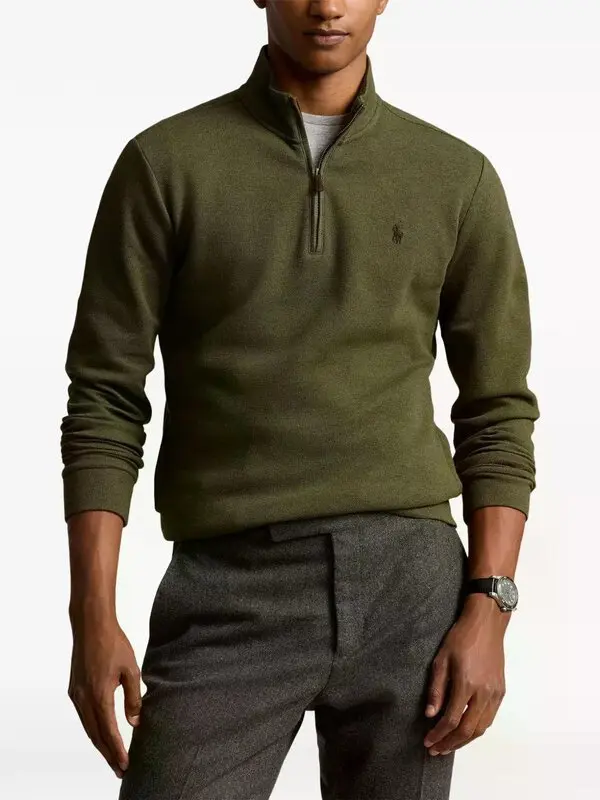 Polo Ralph Lauren Quarter-zip Logo-embroidered Sweater - Green
