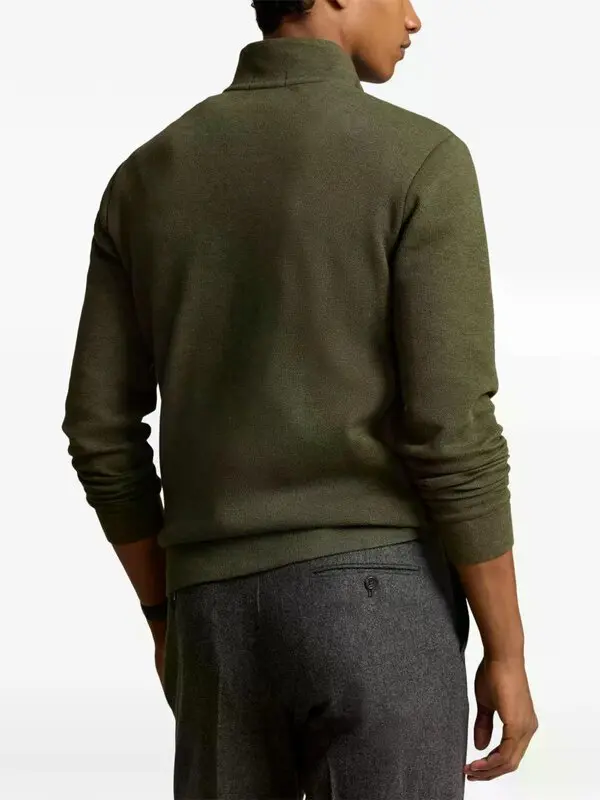 Polo Ralph Lauren Quarter-zip Logo-embroidered Sweater - Green