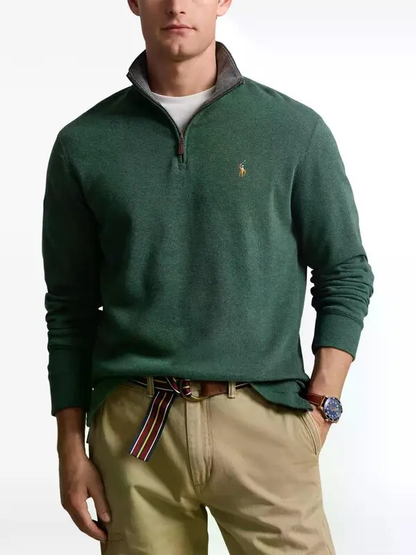 Polo Ralph Lauren Logo-embroidered Quarter-zip Sweater - Green