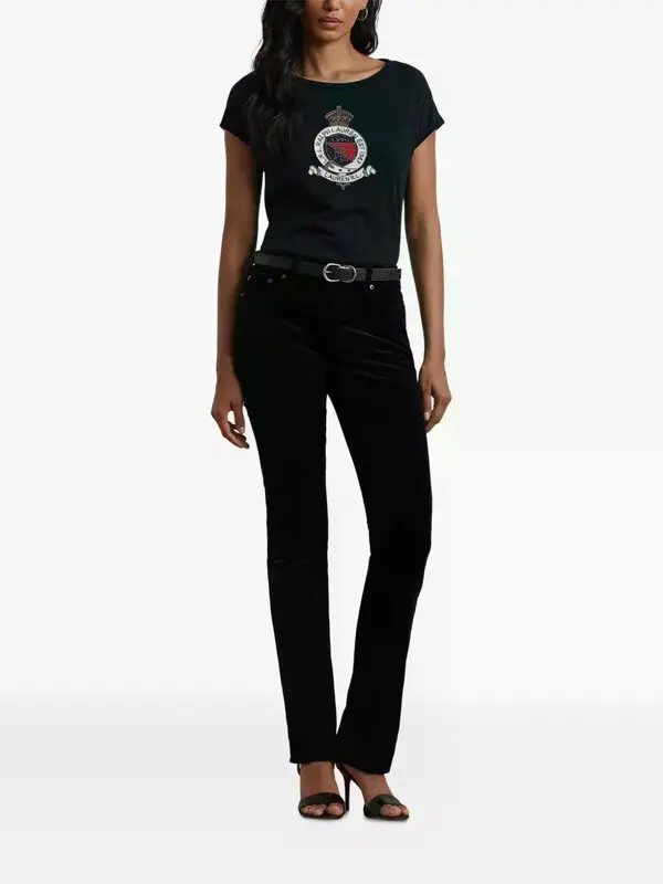 Ralph Lauren Crest-patch Cap-sleeve T-shirt - Black