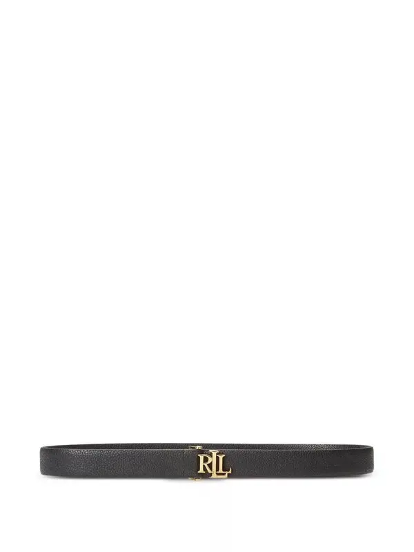 Ralph Lauren Logo-plaque Pebbled-leather Belt - Black