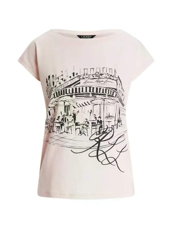 Ralph Lauren Graphic-print Boat-neck T-shirt - Pink