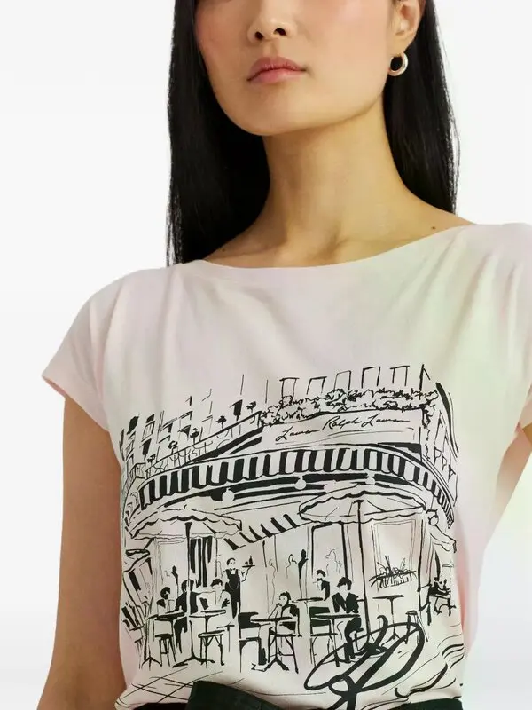 Ralph Lauren Graphic-print Boat-neck T-shirt - Pink