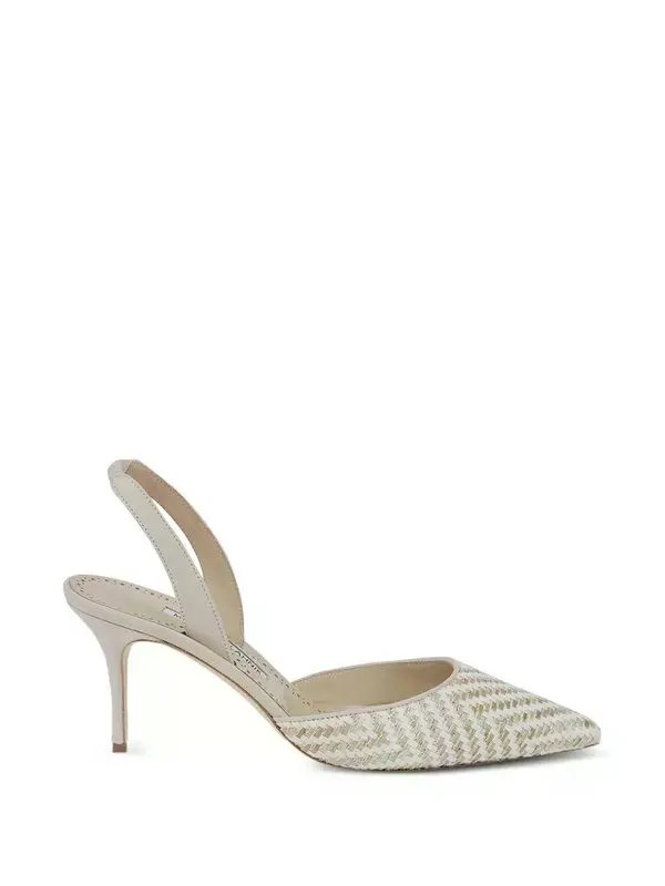 Manolo Blahnik Carolyne Woven Raffia Slingback Pumps