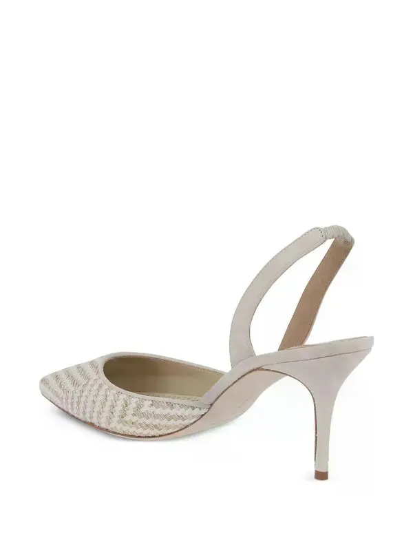 Manolo Blahnik Carolyne Woven Raffia Slingback Pumps