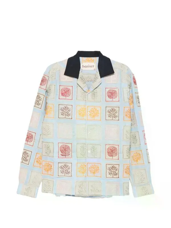 BAZISZT Embroidered Patchwork Shirt
