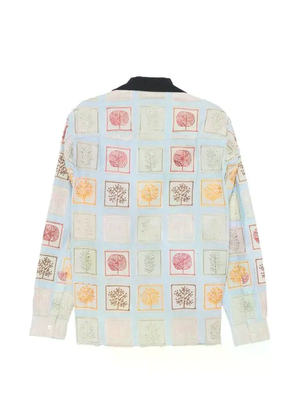 BAZISZT Embroidered Patchwork Shirt