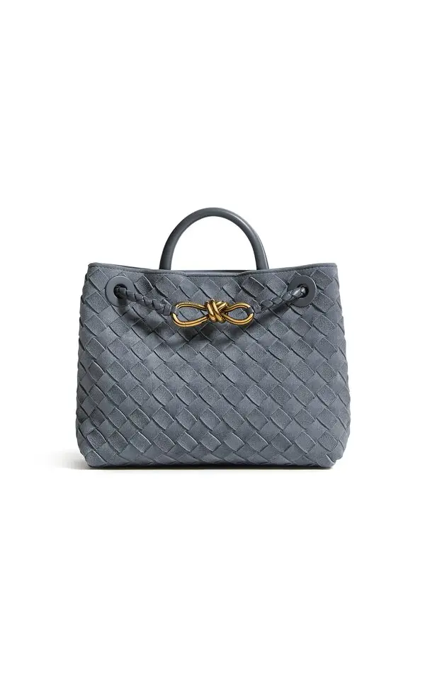 Bottega Veneta Small Andiamo Intrecciato Suede Bag - Blue