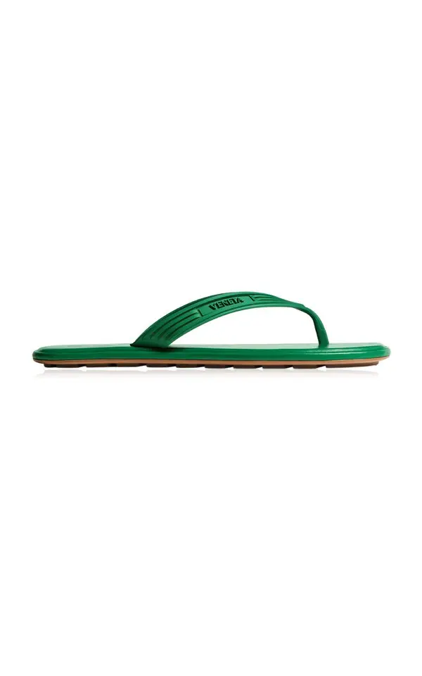 Bottega Veneta Sampieri Leather Flip Flop Sandals - Green