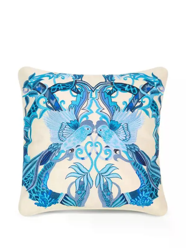 Etro Embroidered Birds Cushion - Neutrals
