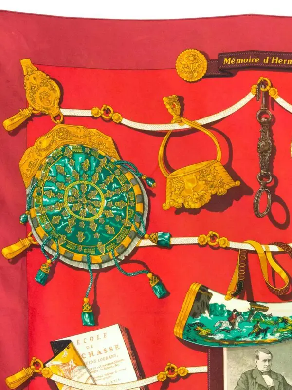 Hermès 1997 Printed Silk Scarf - Red