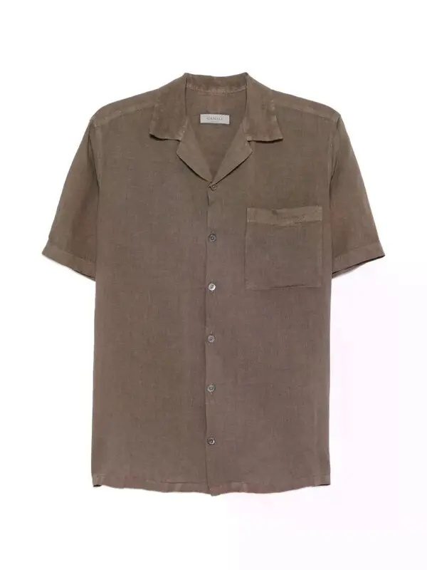 Canali Short-sleeve Pocket-detail Shirt - Brown