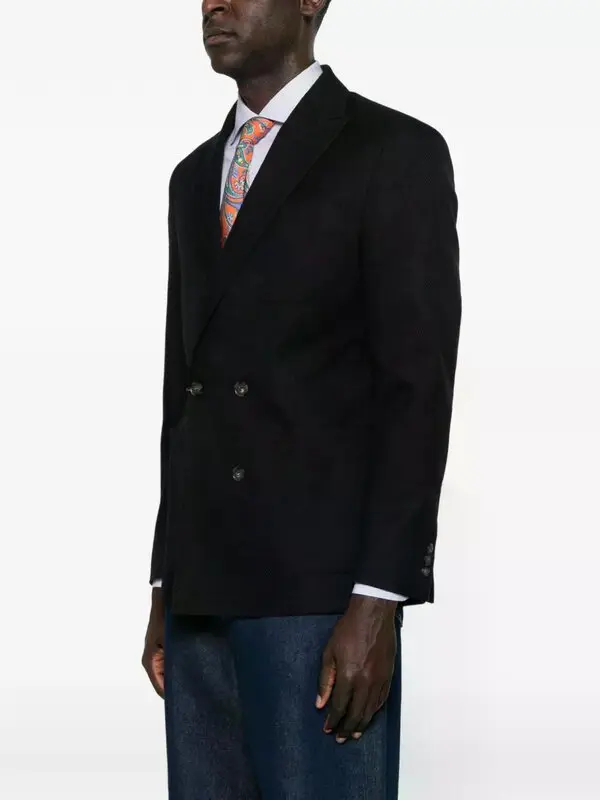 Canali Double-breasted Peaked-lapel Blazer - Black