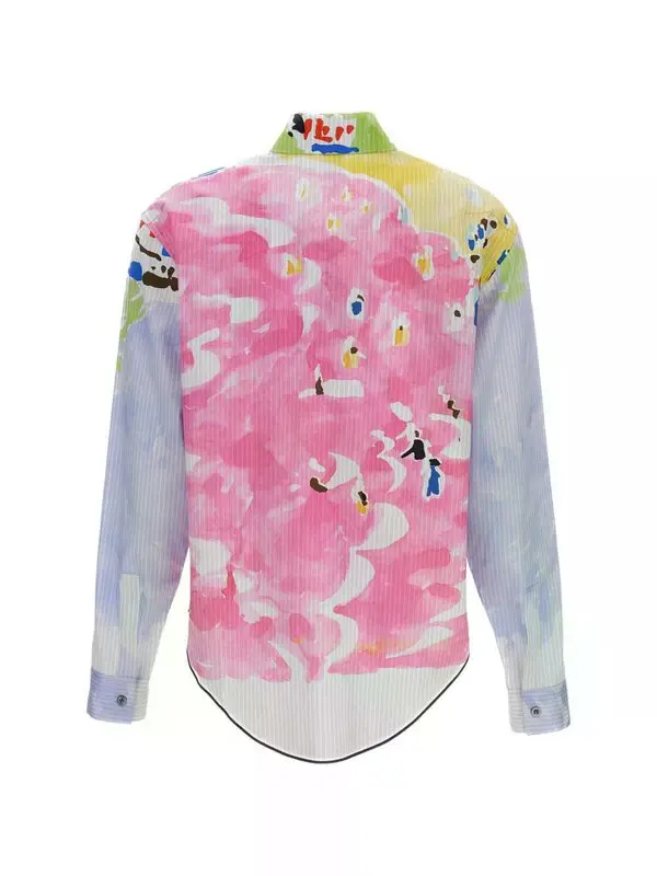 ROHKA Graphic Print Double-pinstriped Shirt