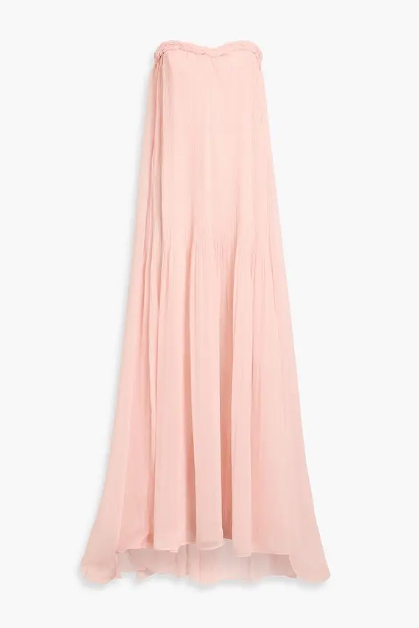 LEO LIN Camilla Strapless Plissé-georgette Gown - Baby Pink