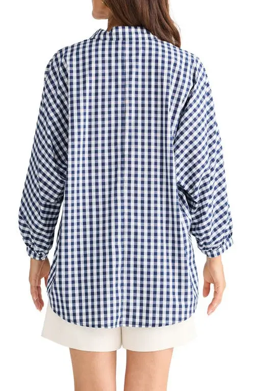 BRAVE+TRUE Gingham Balloon Sleeve Button-up Shirt