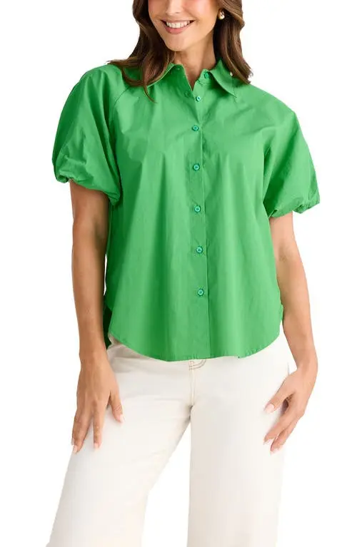 BRAVE+TRUE Meadow Puff Sleeve Shirt - Jade