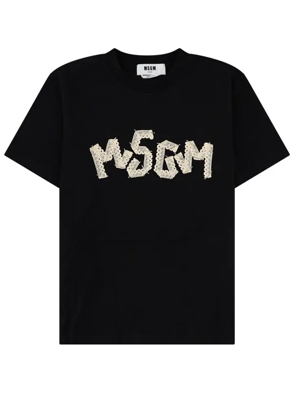 MSGM T-shirt With Embroidered Lace Logo