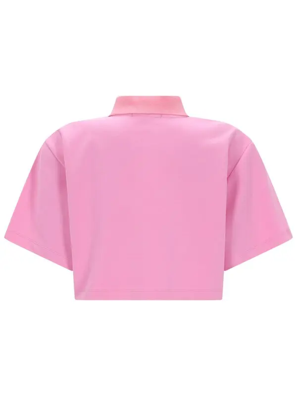 MSGM Polo Crop With Logo - Pink