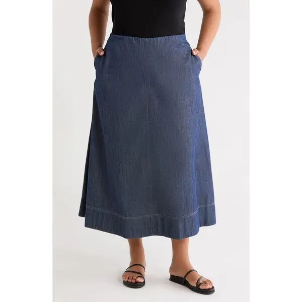 Eileen Fisher A-line Organic Cotton Midi Skirt
