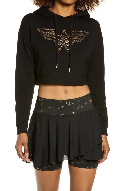 ELEVEN BY VENUS WILLIAMS Member Crop Tennis Hoodie - Black