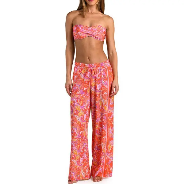 SUNSHINE 79 Paisley Print Wide Leg Pants - Orange Multi